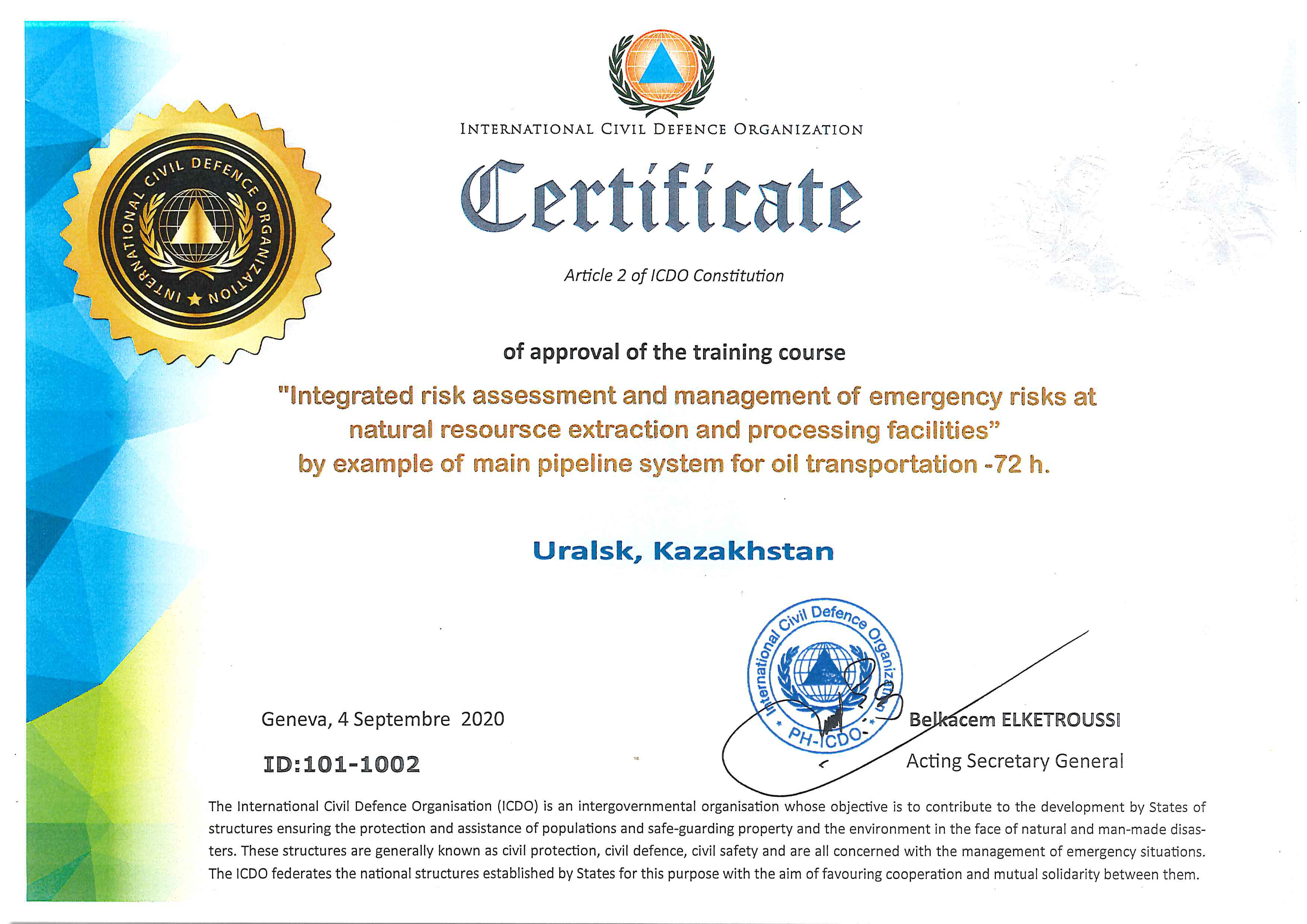 Certified Specialists of ICDO Training Courses